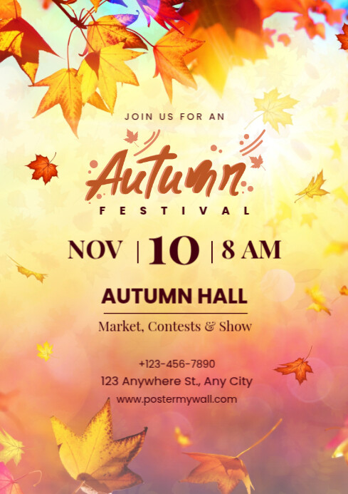 White Floral Autumn Festival A4 Template | PosterMyWall