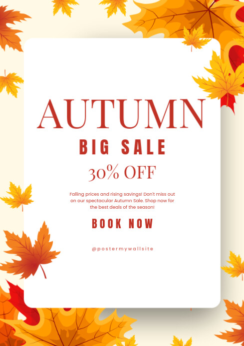White Floral Autumn Sale A4 Template | PosterMyWall
