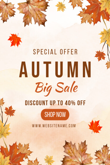 White Floral Autumn Sale Poster Templat | PosterMyWall