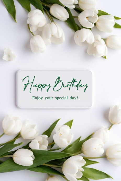 White Floral Birthday Poster Template | PosterMyWall