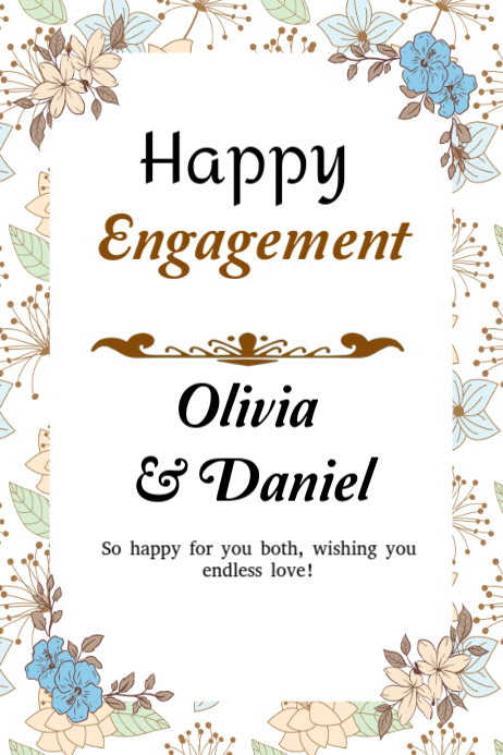 Copy of White Floral Border Engagement Template Poster | PosterMyWall