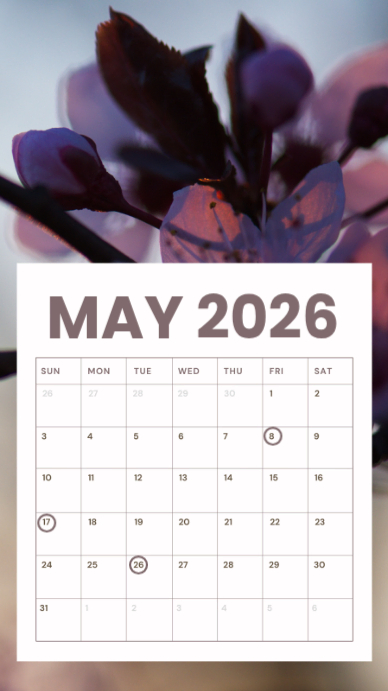 White Floral Calendar Instagram Story 2026 Template | PosterMyWall