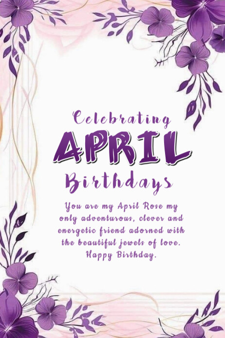 White Floral Celebrating April Birthdays Banner 4' × 6' Template ...