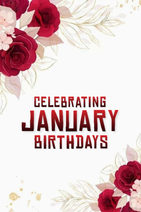 White Floral Celebrating January Birthdays Banner 4' × 6' Template ...