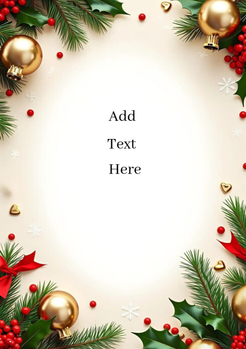 White Floral Christmas Card A4 Template | PosterMyWall