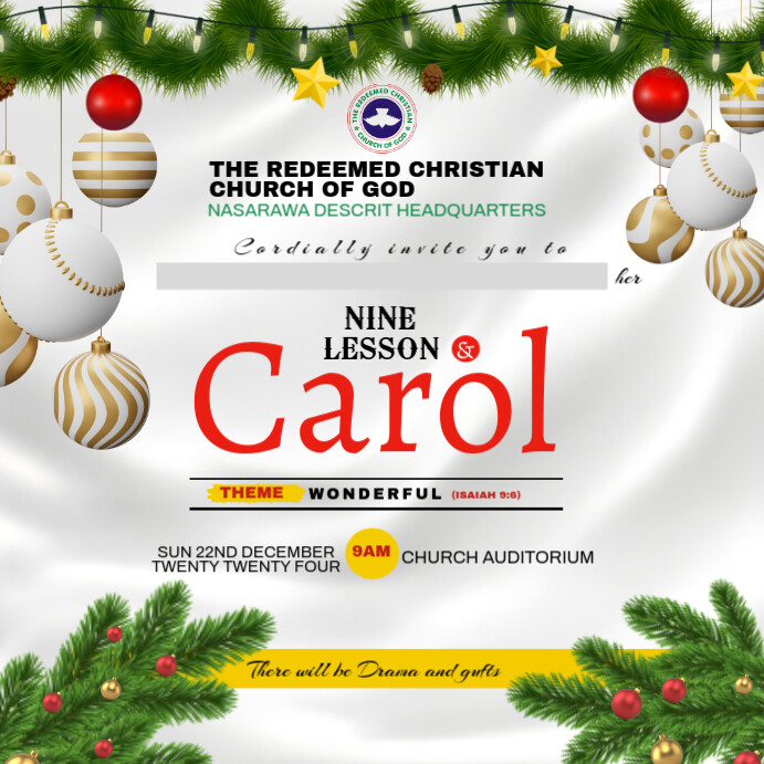 White Floral Christmas Carol Invitation Instagram Post Template ...