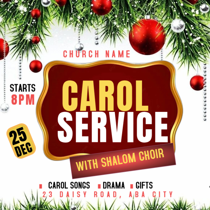 White Floral Christmas Carol Night/ Holiday Church Event/carol Service ...