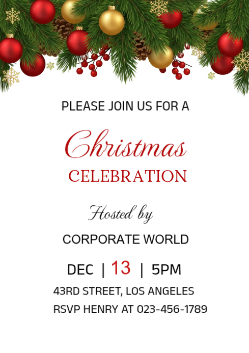 Modèle White Floral Christmas Celebration Invitation Template A4 ...