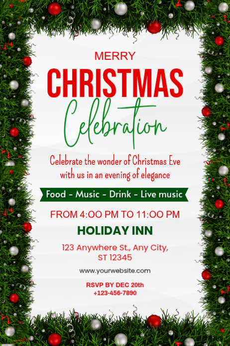 White Floral Christmas Celebration Template Poster | PosterMyWall