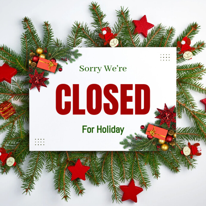 White Floral Christmas Closed Instagram Post Template | PosterMyWall