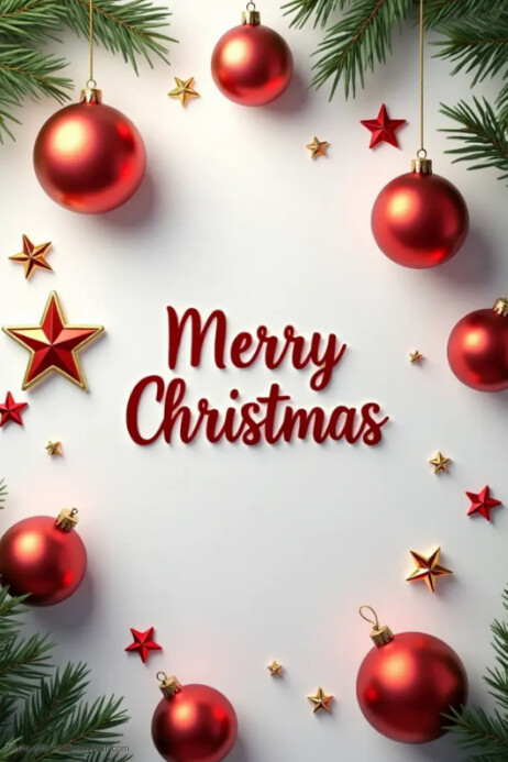 White Floral Christmas Greeting Card Template Poster | PosterMyWall