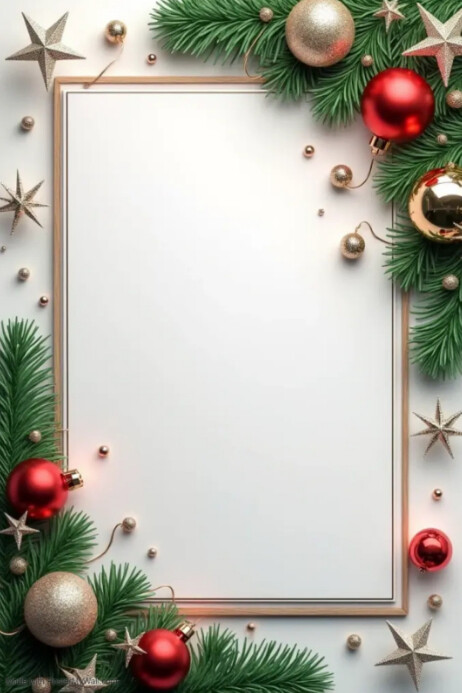 White Floral Christmas Invitation Card Frame Design Poster Template ...