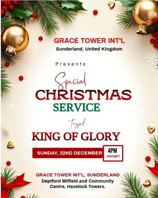 White Floral Christmas Service Design Template Instagram Portrait ...