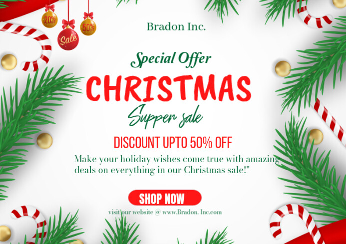 Copy of White Floral Christmas Super Sale Discount Flyer A4 | PosterMyWall