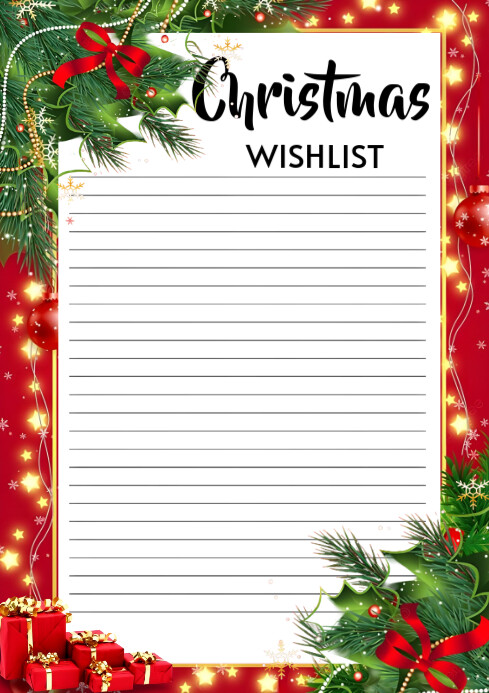 White Floral Christmas Wishlist Printable Template A4 | PosterMyWall