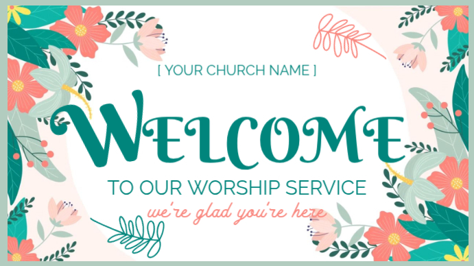 White Floral Church Welcome Service Digital Display Template | PosterMyWall
