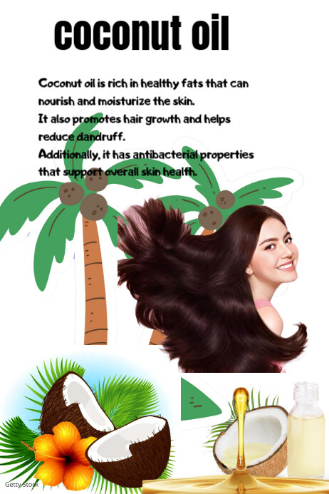 Copy of White Floral Coconut Oil Poster | PosterMyWall