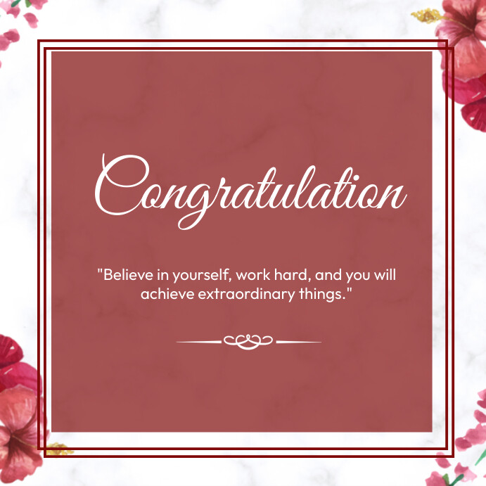 Modèle White Floral Congratulation Pos Instagram | PosterMyWall