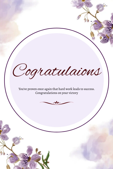 White Floral Congratulations Poster Template | PosterMyWall