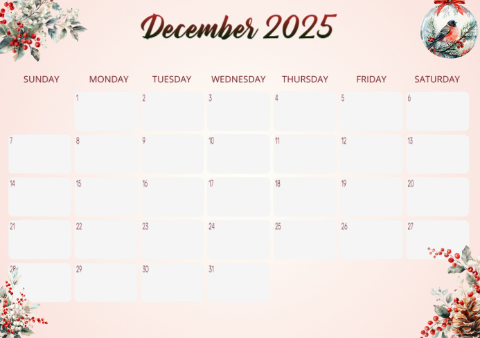 Copy of White Floral December Calendar A4 | PosterMyWall