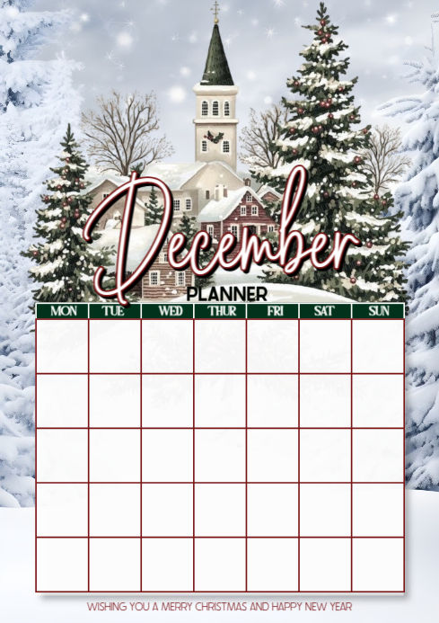 White Floral December Monthly Planner Printable Template Flyer/poster ...