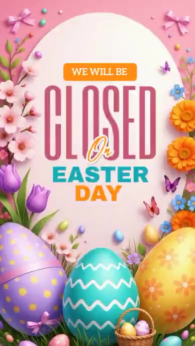 White Floral Easter Closure Announcement Instagram Story Video Template ...