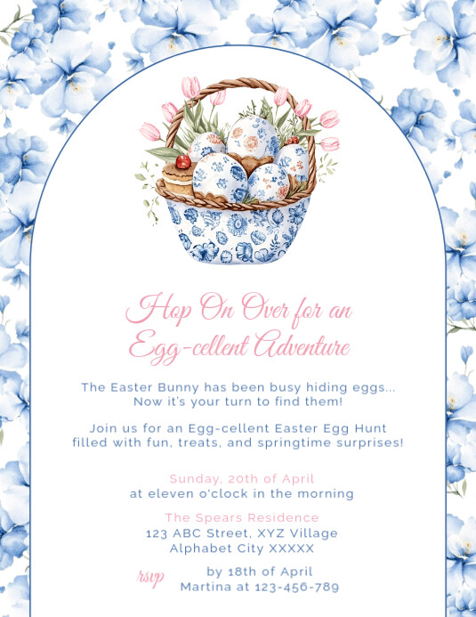 White Floral Easter Egg Hunt Invitation Flyer (us Letter) Template ...