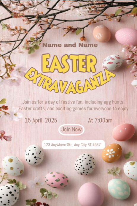 White Floral Easter Extravaganza Egg Hunt Invitation Poster Template ...