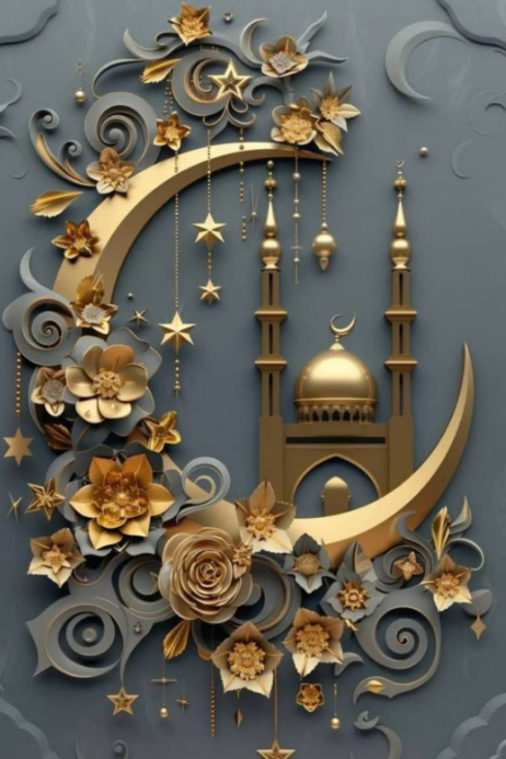 Plantilla de White Floral Elegant Islamic Ramadan 3d Paper Art Design ...