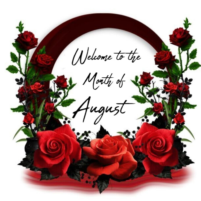 White Floral Elegant Red Rose August Welcome Template Instagram Post ...