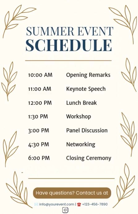 Copy of White Floral Elegant Summer Event Schedule Template ...
