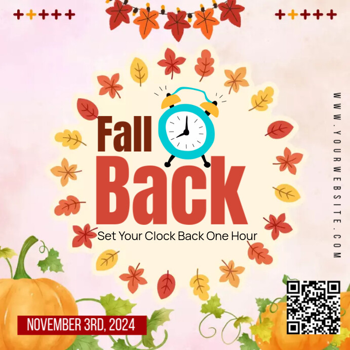 Plantilla de White Floral Fall Back Daylight Saving Time Pos Instagram ...