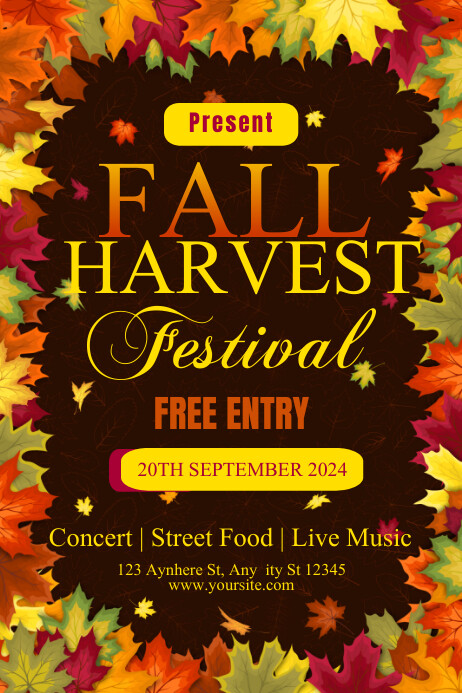 White Floral Fall Harvest Poster Template | PosterMyWall