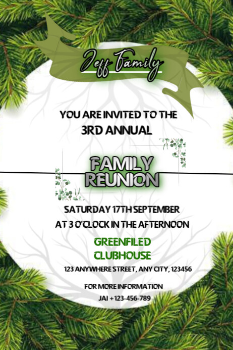 White Floral Family Reunion Poster Template | PosterMyWall