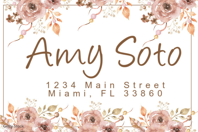White Floral Floral Botanical Blush Address Label Template | PosterMyWall