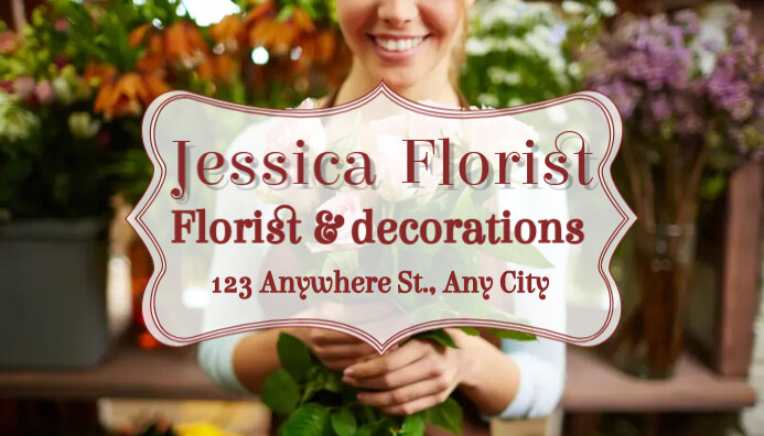 White Floral Florist Address Label Kartu Bisnis Template | PosterMyWall