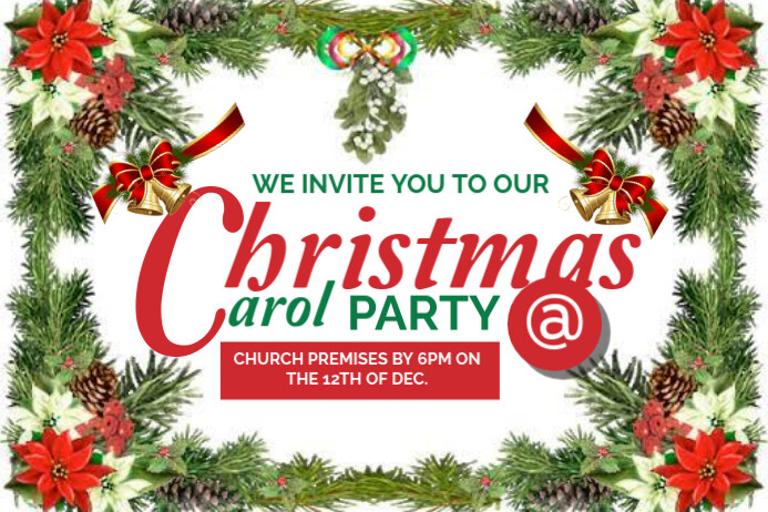 Plantilla de White Floral Flowers Christmas Carol Party Design For ...