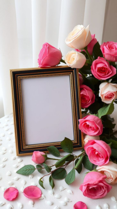 Modèle White Floral Frame Display WhatsApp Status | PosterMyWall