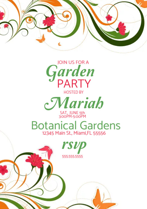 Copy of White Floral Garden Foral Butterflies A4 | PosterMyWall