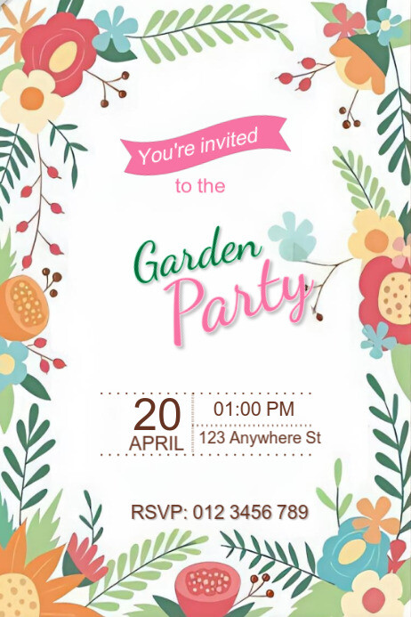 White Floral Garden Party Invitation Template Poster | PosterMyWall