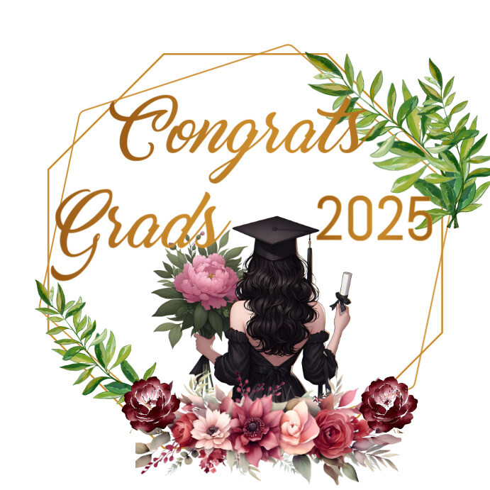 White Floral Girly Graduation Cake Topper Instagram Post Template ...