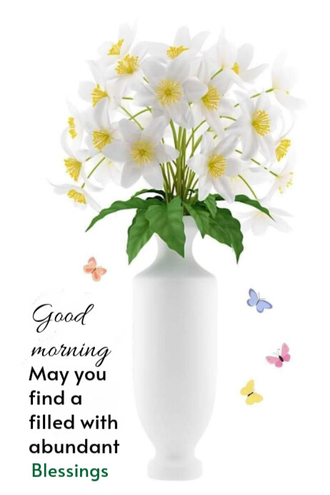 Modèle White Floral Good Morning Greetings Poster Poster | PosterMyWall