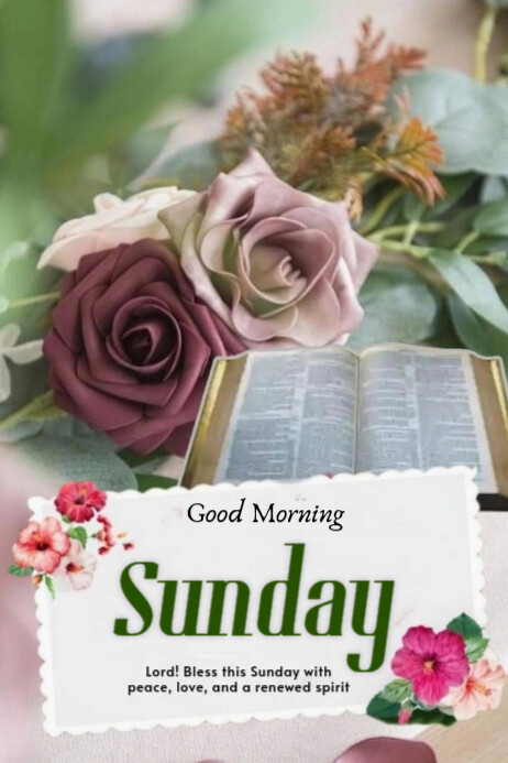 White Floral Good Sunday Poster Template | PosterMyWall