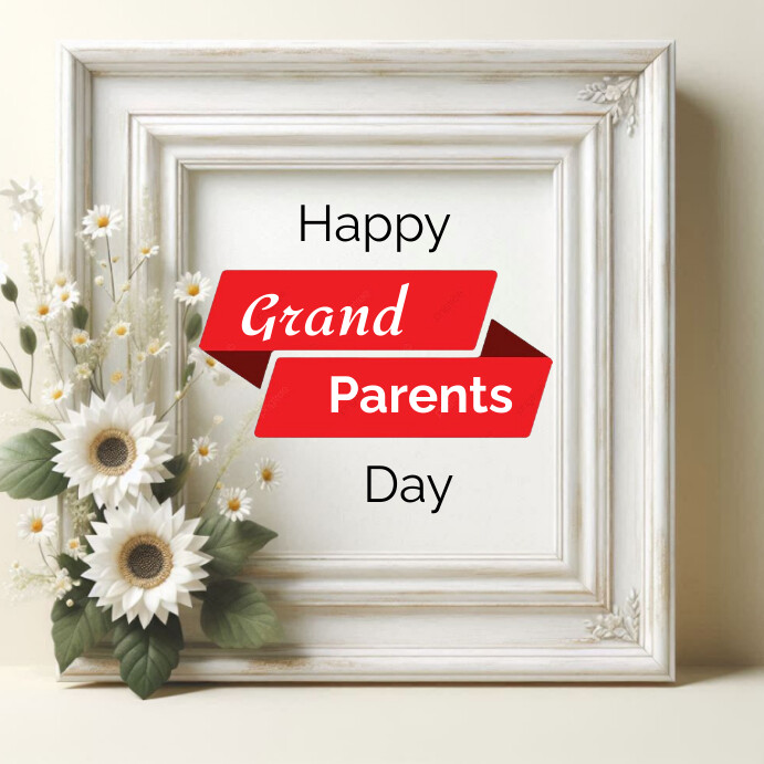 White Floral Grandparents Instagram Post Template | PosterMyWall