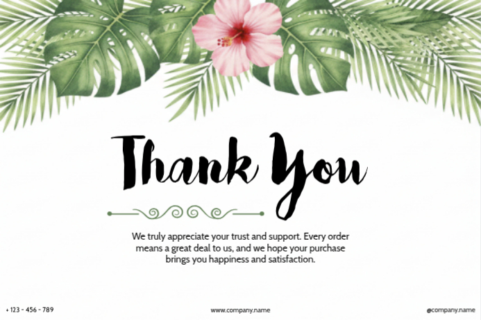 White Floral Green Thank You Label Template | PosterMyWall