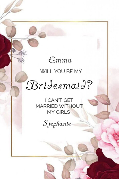 White Floral Grey Bridesmaid Invite Design Card. 24 By 36inches ...