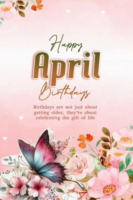 Copy of White Floral Happy April Birthdays Banner 4' × 6' | PosterMyWall