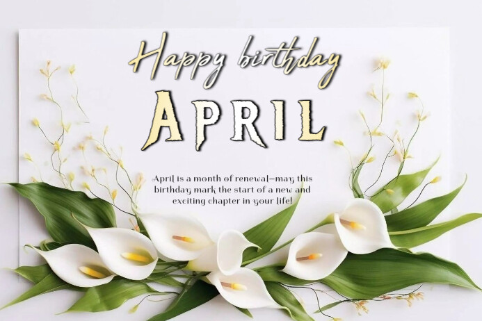 Plantilla de White Floral Happy Birthday April Poster | PosterMyWall