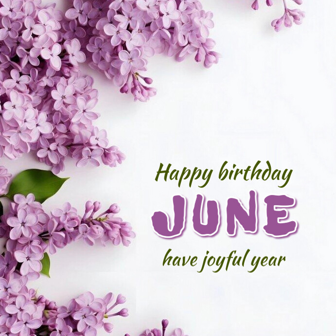 White Floral Happy Birthday June Instagram Post Template | PosterMyWall