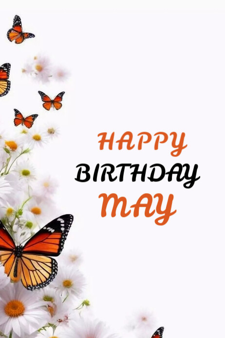 Copy of White Floral Happy Birthday May Banner 4' × 6' | PosterMyWall